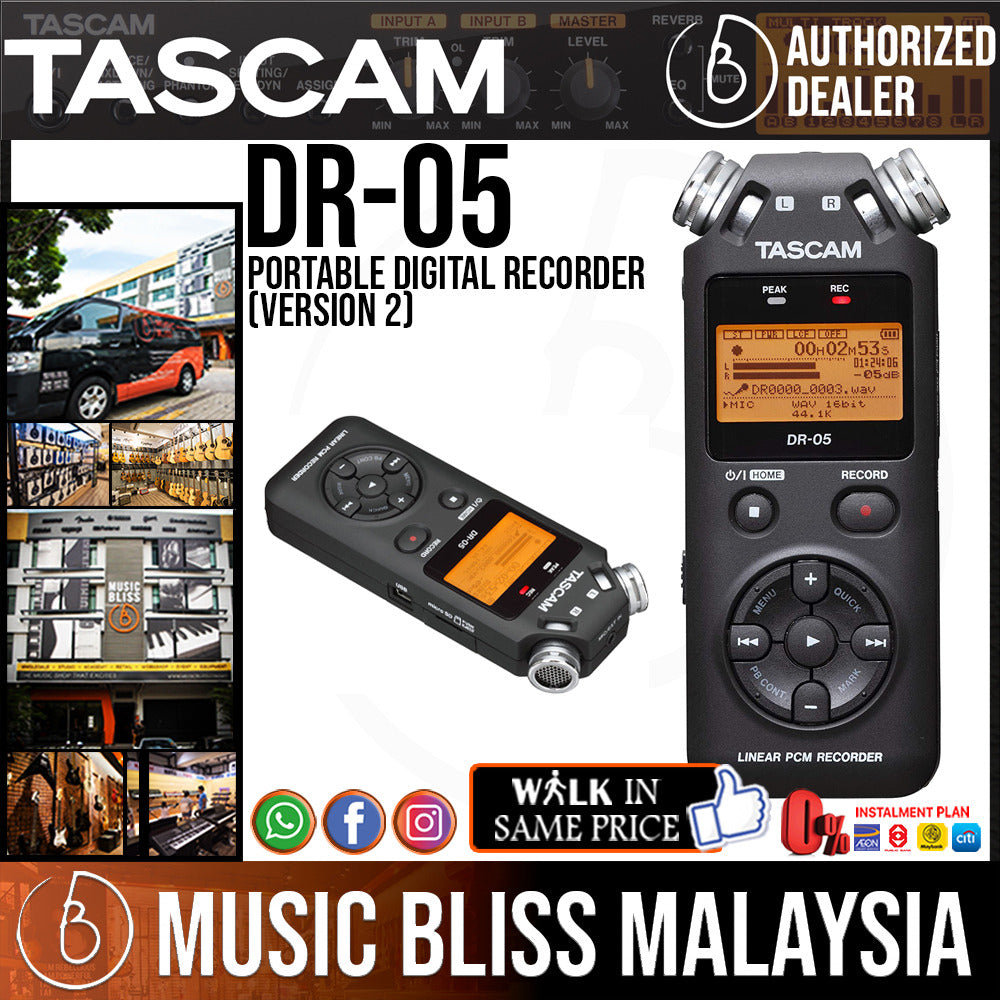 TASCAM DR-05 Version 2 Portable Digital Recorder (DR05 / DR 05) | Music ...