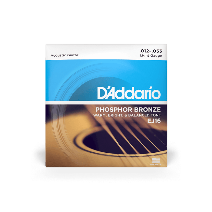 D'Addario EJ16-E Phosphor Bronze Acoustic Strings Light - .012-.053 ...