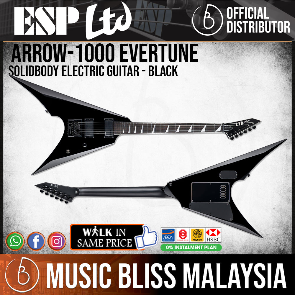 ESP LTD Arrow-1000 EverTune Electric Guitar - Black | Music Bliss Malaysia