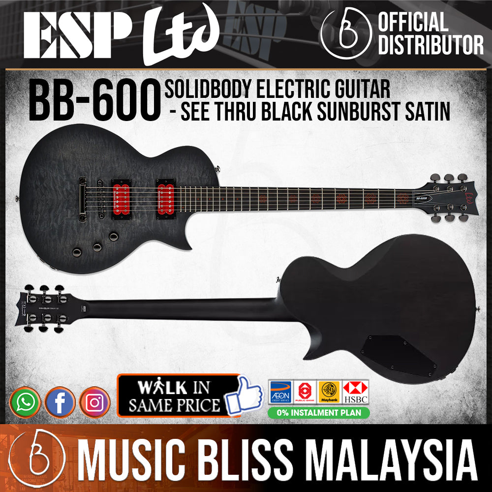 ESP LTD BB-600 Ben Burnley Baritone - See Thru Black Sunburst Satin ...
