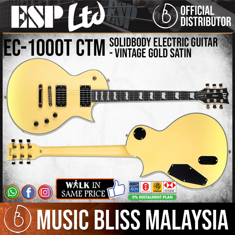 ESP LTD EC-1000T CTM Electric Guitar - Vintage Gold Satin | Music Bliss ...