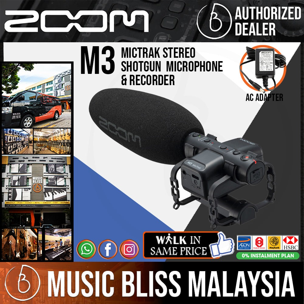 Zoom M3 MicTrak 2-channel 32-bit Shotgun Mic Recorder (M-3) | Music ...