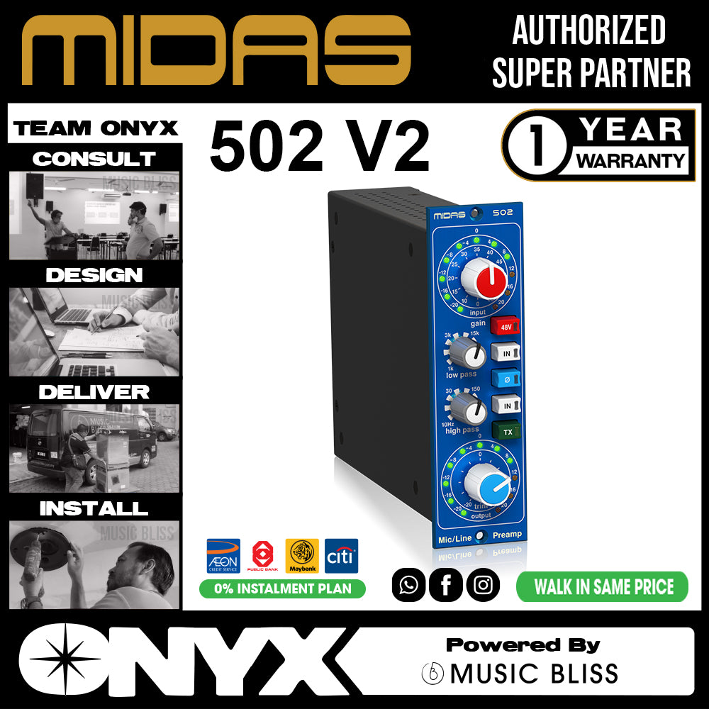 Midas 502 V2 500 Series Microphone Preamp (Microphone Preamplifier 502 V2) | Music Bliss Malaysia