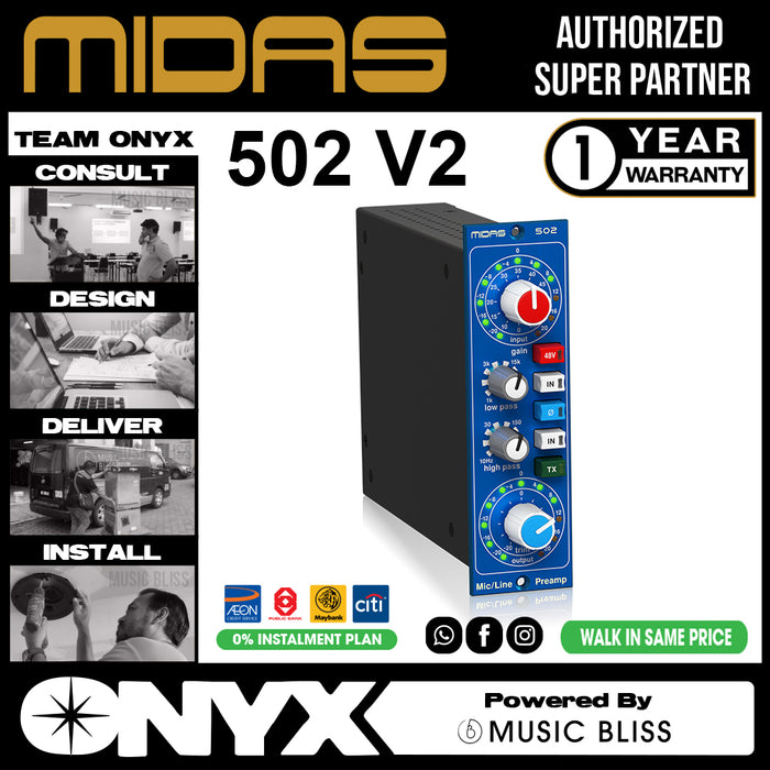 Midas 502 V2 500 Series Microphone Preamp (Microphone Preamplifier 502 ...