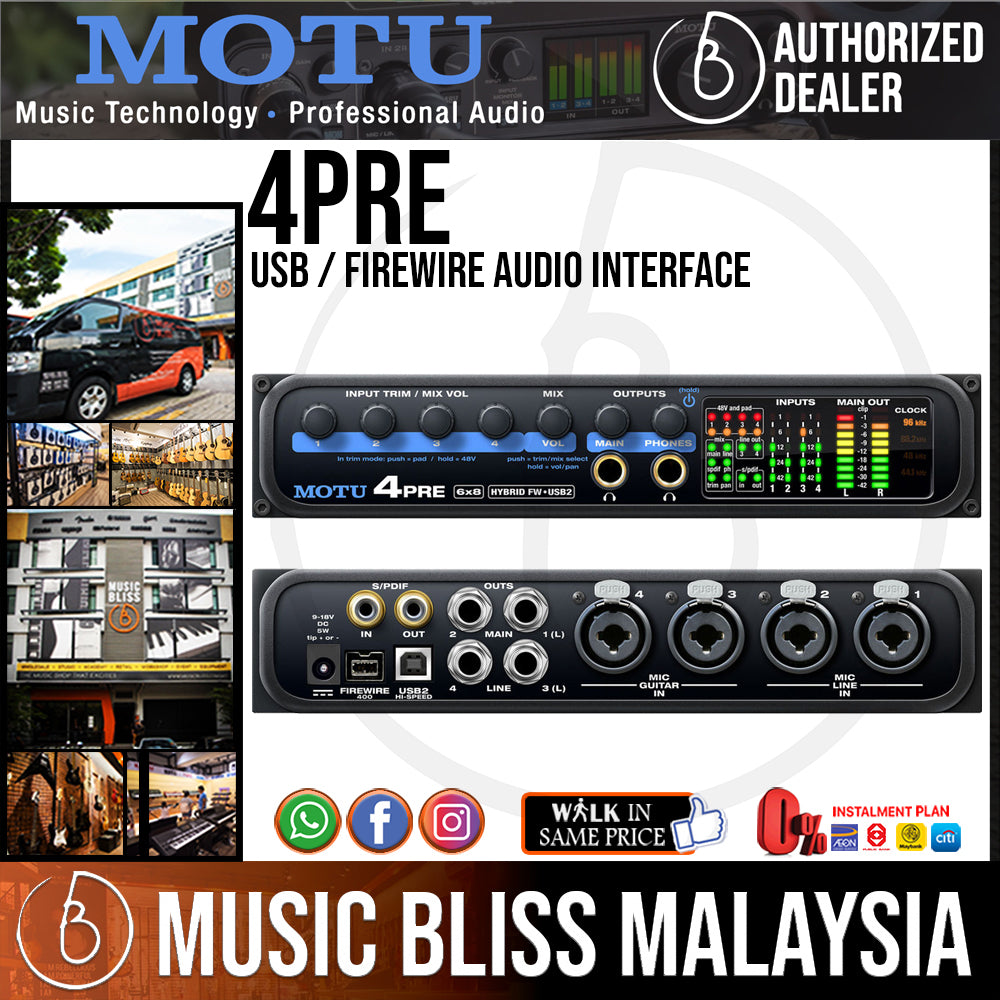 MOTU 4pre USB / FireWire Audio Interface | Music Bliss Malaysia
