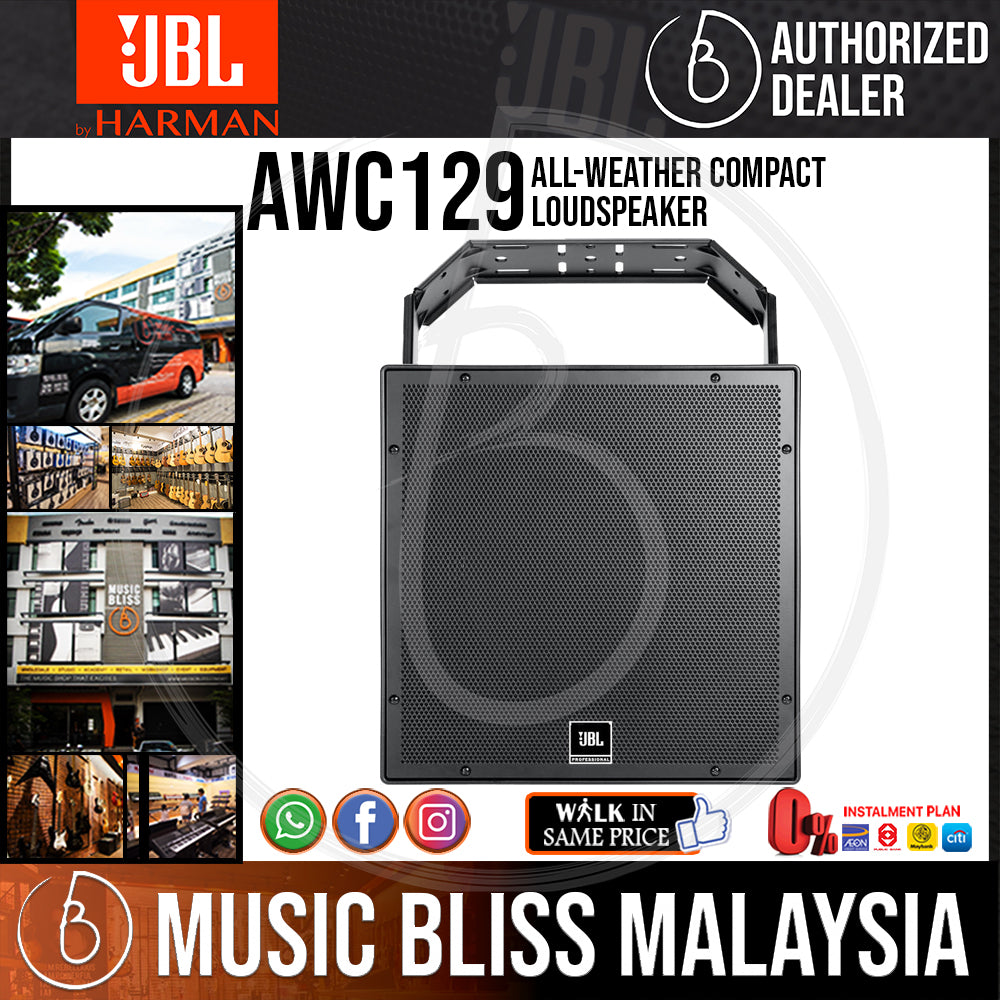 JBL AWC129 All-Weather Compact Loudspeaker - Black | Music Bliss Malaysia