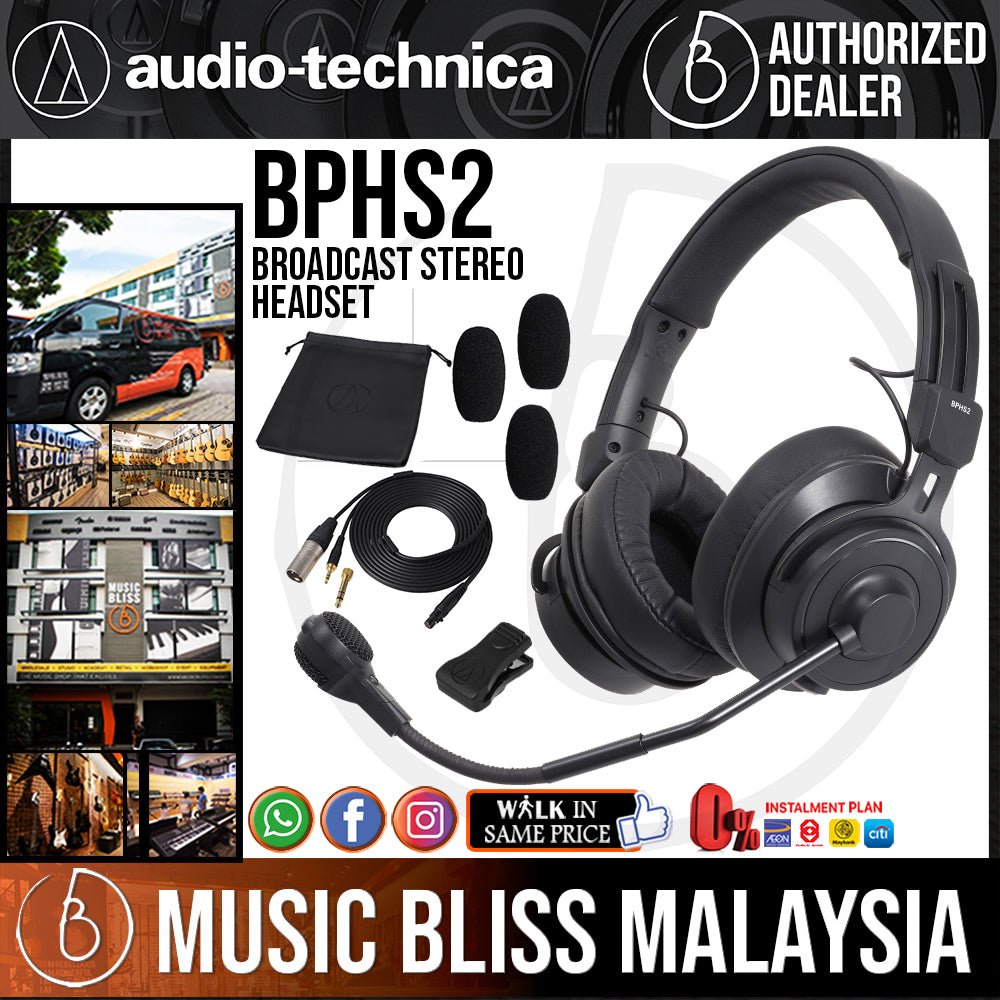 Audio Technica BPHS2 Broadcast Stereo Headset with Dynamic Boom Mic ...