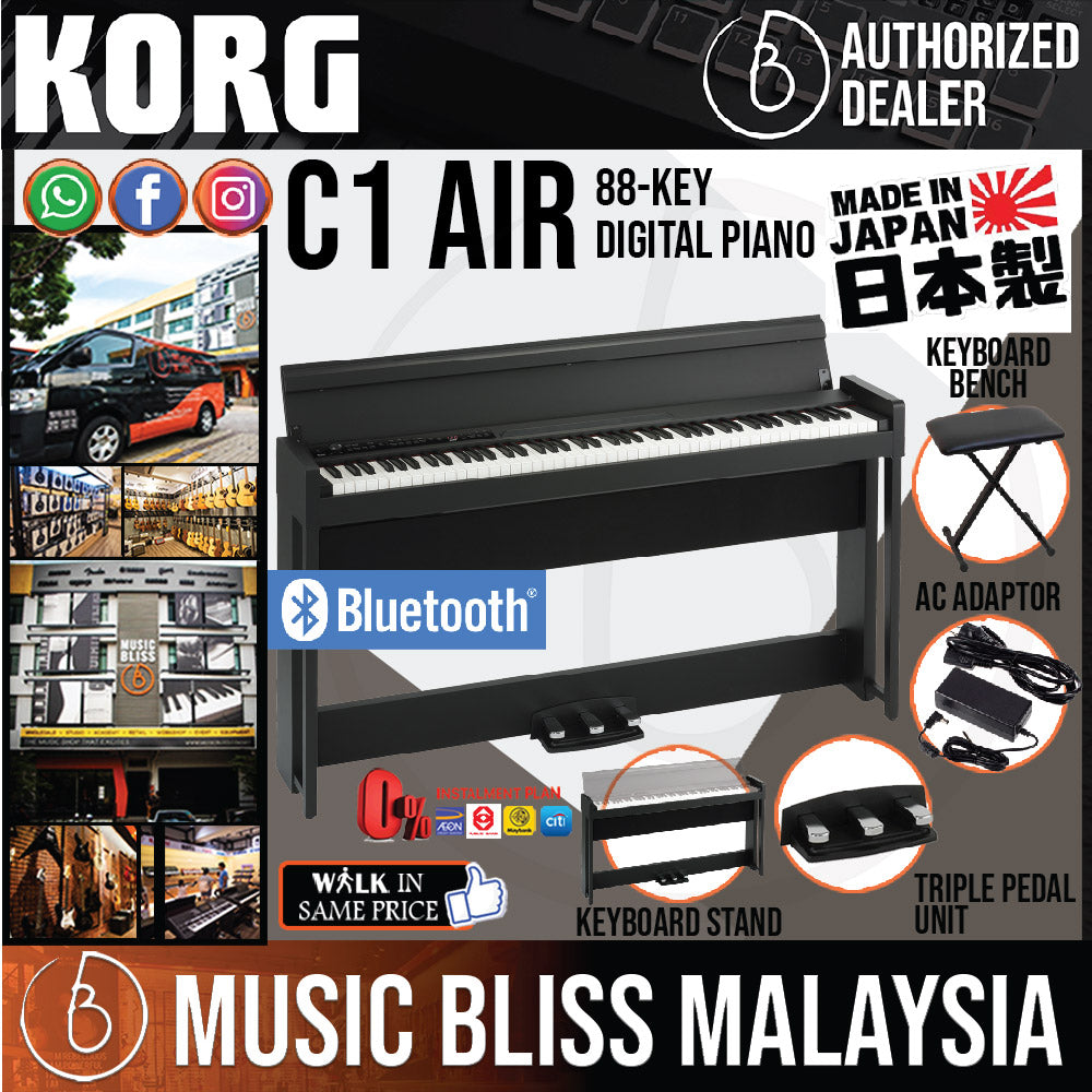Korg C1 Air Digital Piano with Keyboard Bench - Black *0% INSTALLMENT ...
