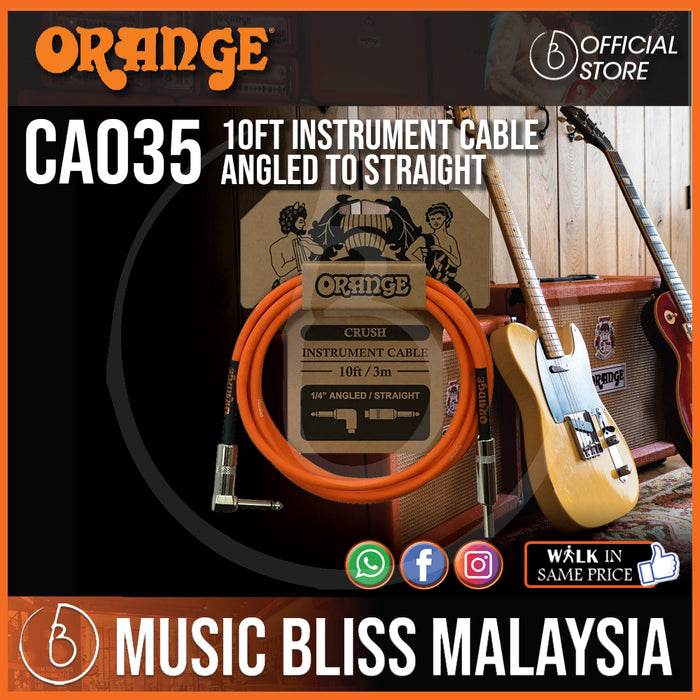 Orange Crush 10ft Instrument Cable Angled to Straight (CA035) | Music Bliss Malaysia