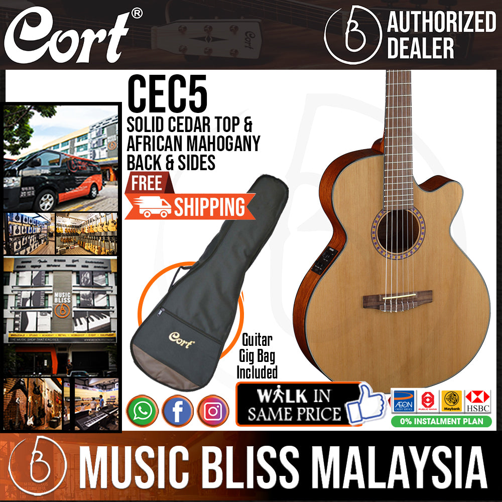 Cort CEC5 Classical Guitar with Bag - Natural (CEC 5 CEC-5) | Music ...