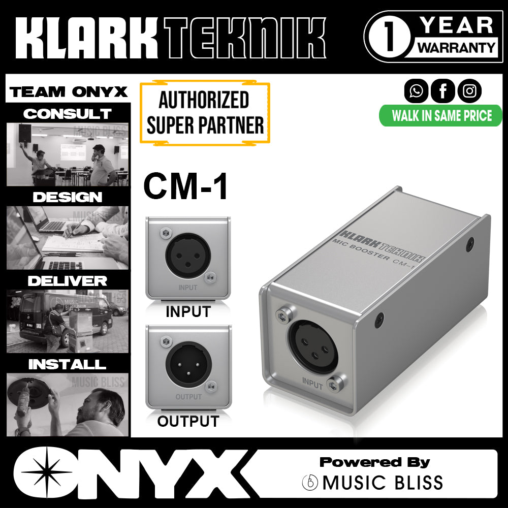Klark Teknik MIC BOOSTER CM-1 Dynamic Microphone Booster (CM1 / CM 1 ...