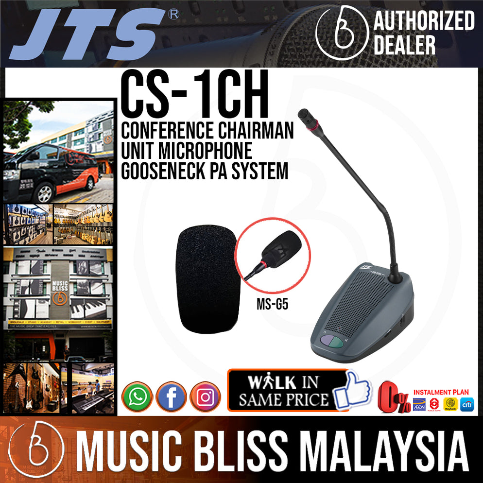 JTS CS-1CH i-Conference Chairman Unit Microphone Gooseneck PA System with JTS MS-G5 Windscreen ...