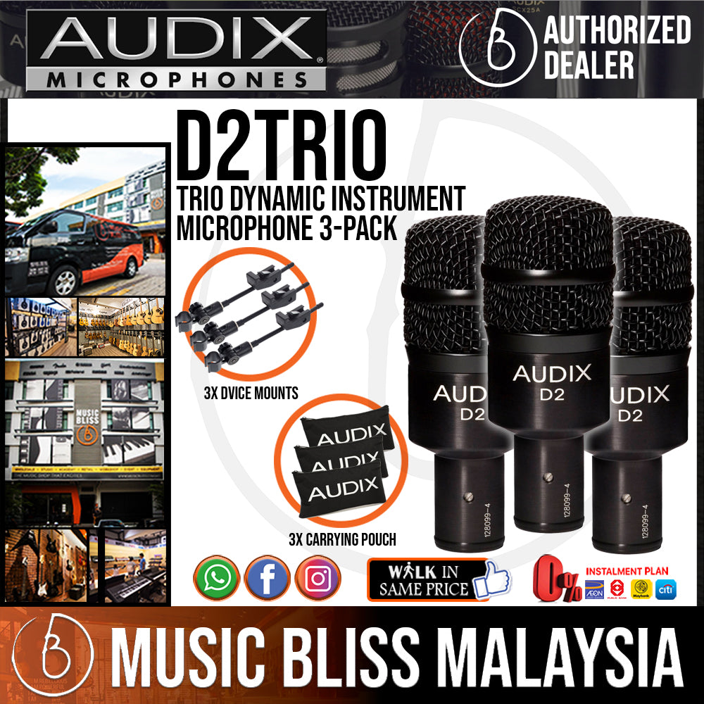 Audix D2 Trio Dynamic Instrument Microphone 3-pack (D-2) | Music Bliss Malaysia