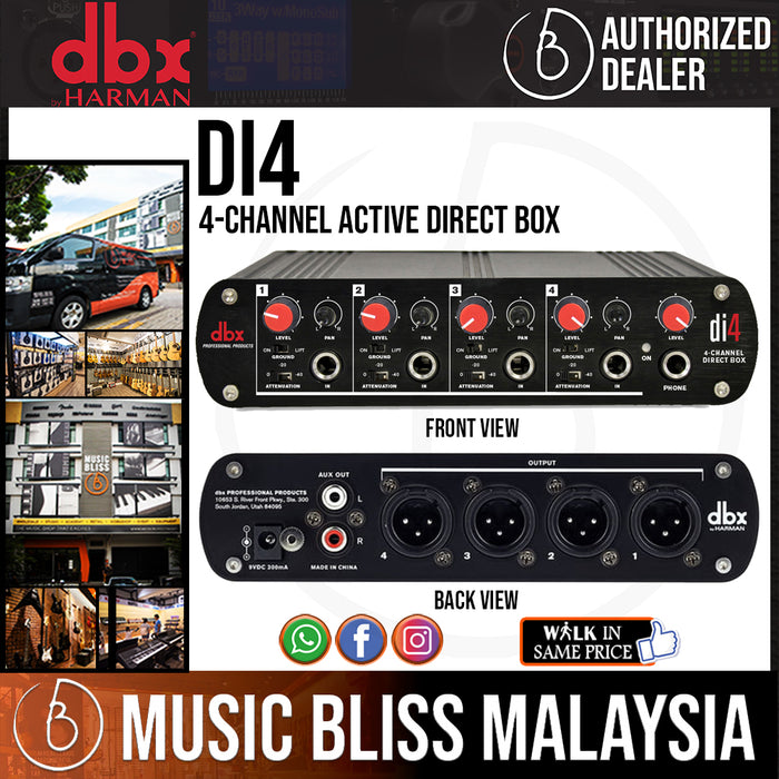 dbx DI4 4-channel Active Direct Box with Line Mixer (DI-4) | Music Bliss Malaysia