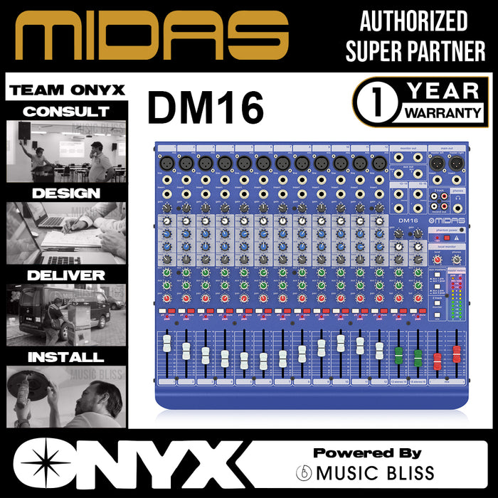 Midas DDA DM16 16-channel Mixer with Midas Microphone Preamplifiers ...