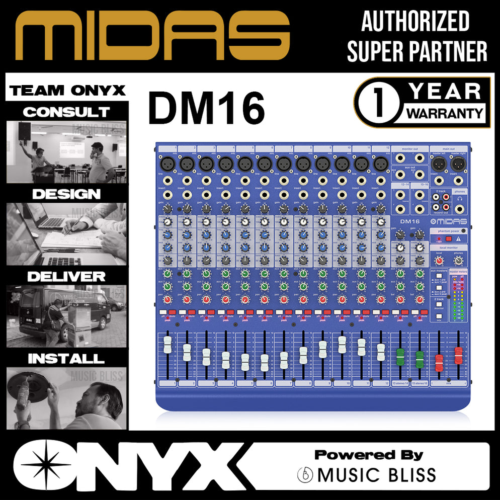 Midas DDA DM16 16-channel Mixer with Midas Microphone Preamplifiers ...