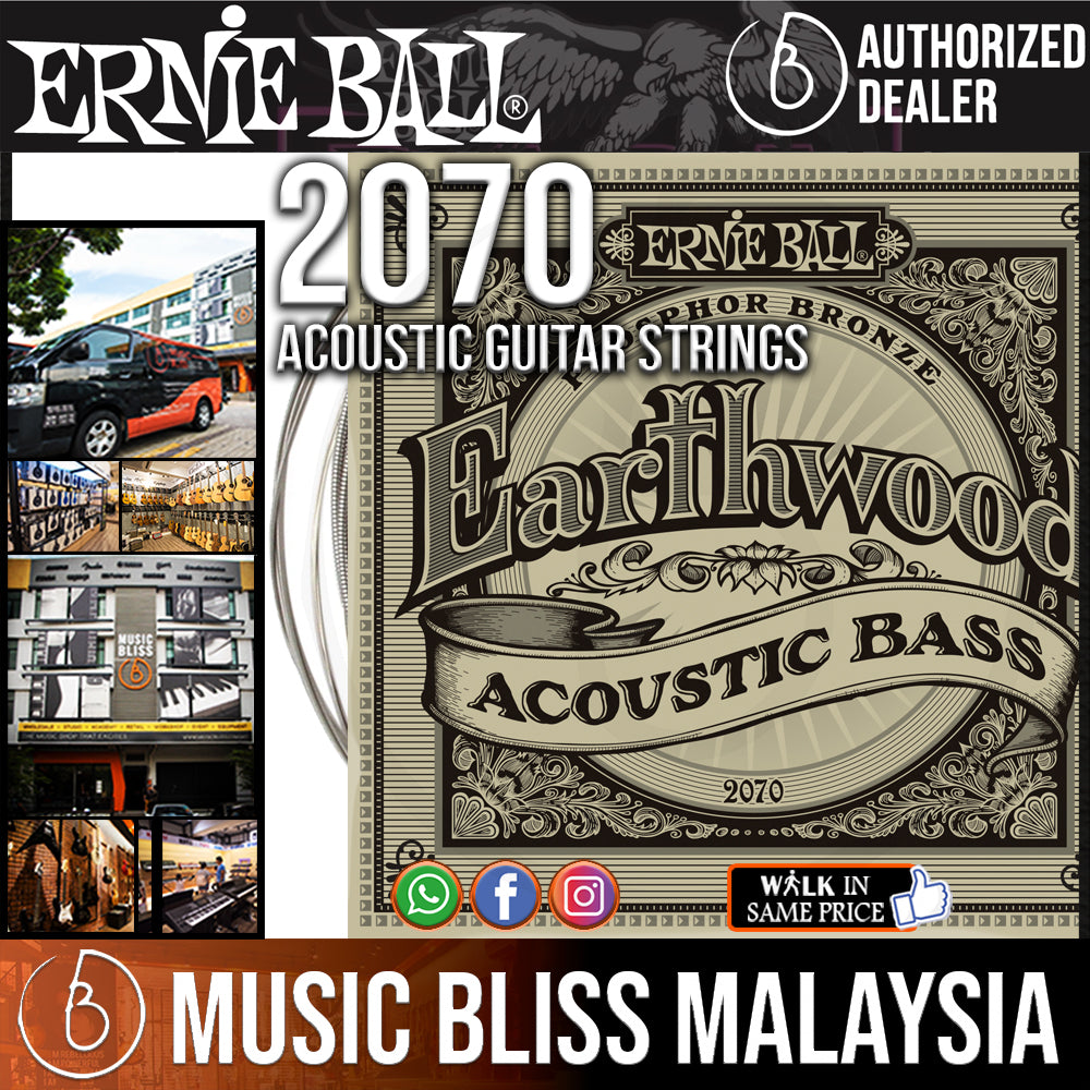 Ernie Ball 2070 Earthwood Phosphor Bronze Acoustic Bass Strings (45-95 ...