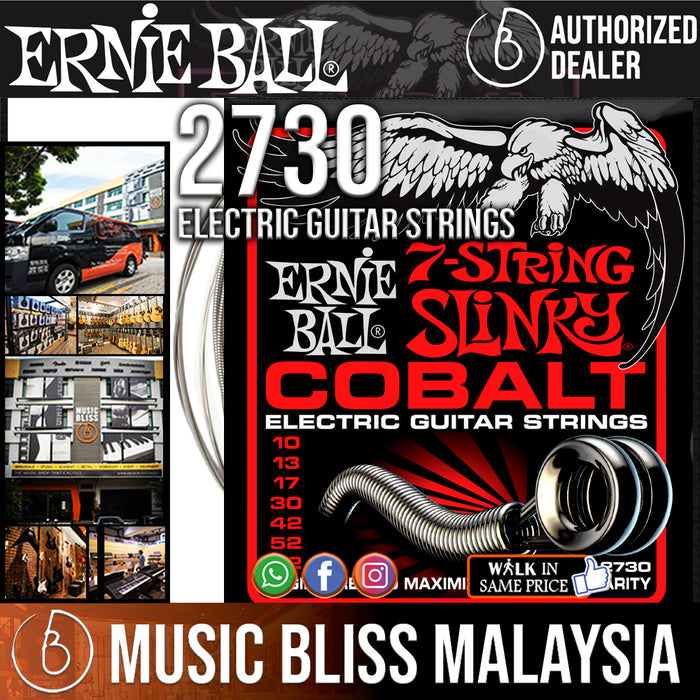 Ernie Ball 2730 Skinny Top Heavy Bottom Slinky 7-string Cobalt Electric Guitar Strings (10-62 ...