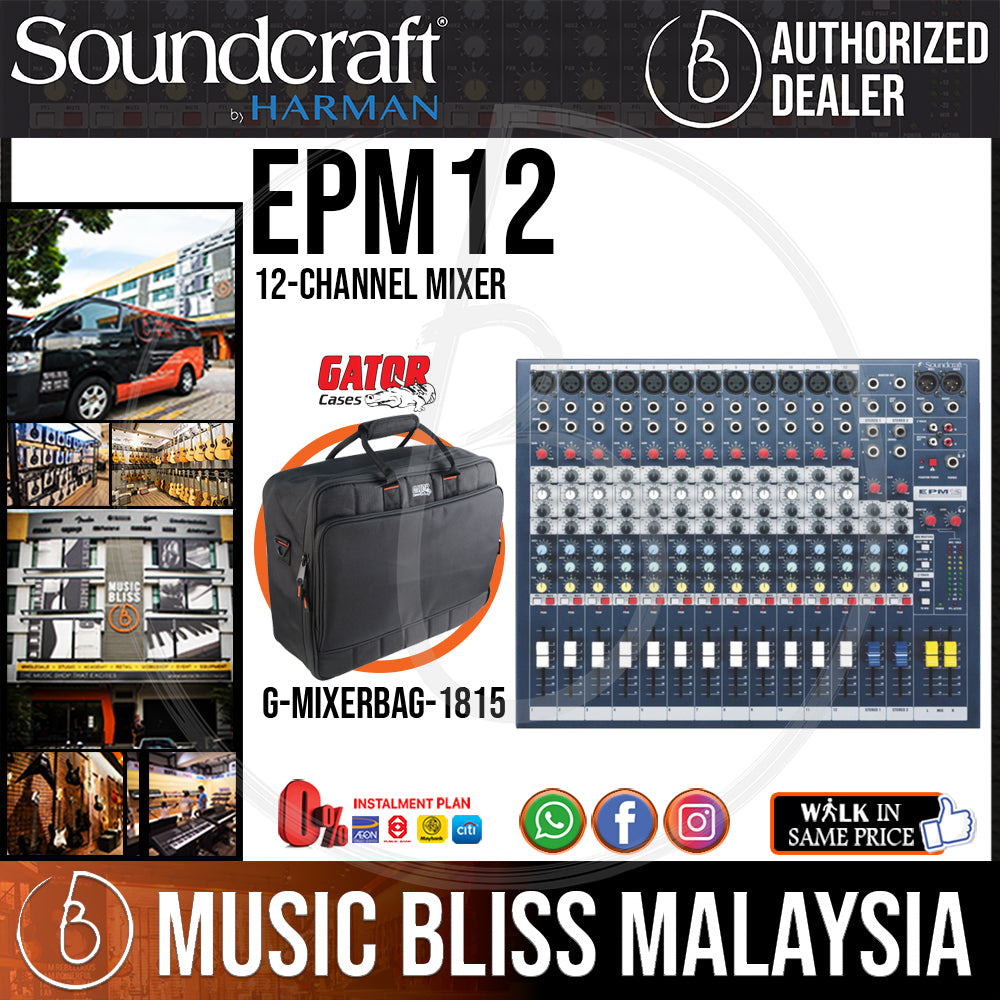 Soundcraft EPM12 Mixer with Gator G-MIXERBAG-1815 (EPM 12) | Music ...