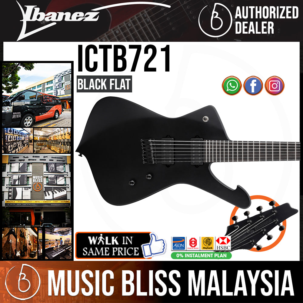 Ibanez Iron Label Iceman ICTB721 7-string Electric Guitar - Black Flat ...