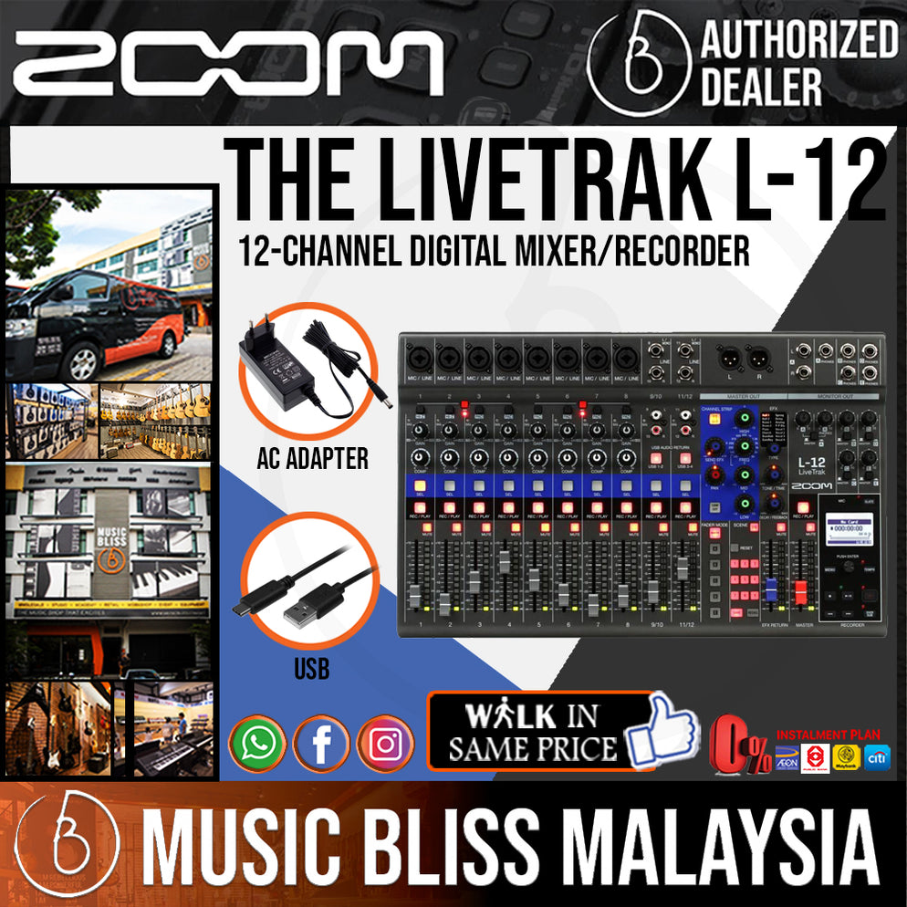 Zoom L-12 LiveTrak Digital Mixer (L12) | Music Bliss Malaysia