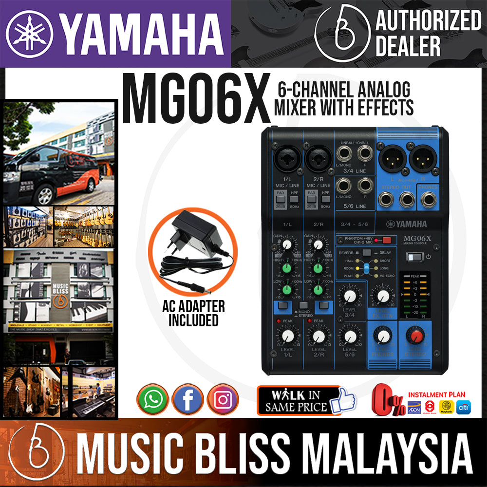 Yamaha MG06X 6-channel Analog Mixer with Effects | Music Bliss Malaysia