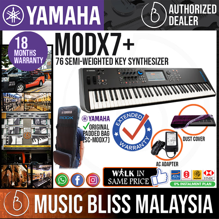 Yamaha MODX7+ 76 Semi-weighted Key Synthesizer with Yamaha ORIGINAL Padded Bag (MODX 7+ / MODX-7 ...