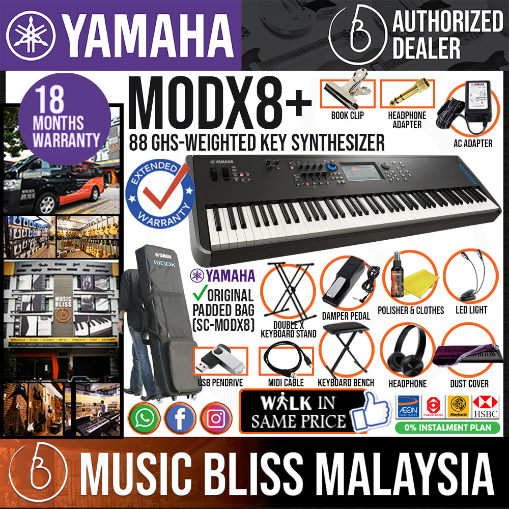 Yamaha MODX8+ 88 GHS-weighted Key Synthesizer with Damper Pedal Package ...