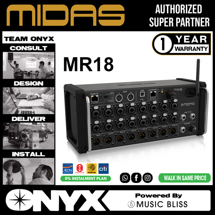 Midas MR18 18-Input Digital Mixer for iPad/Android Tablets | Music ...