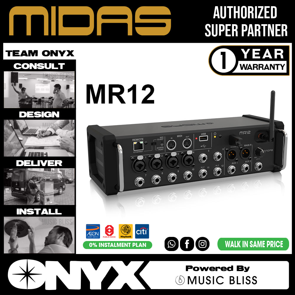 Midas MR12 12-channel Tablet-controlled Digital Mixer (MR-12 / MR 12 ...