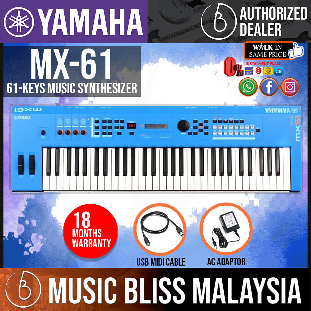 Yamaha MX-61 61-Key Music Synthesizer V2 - Blue (MX61 / MX 61) | Music ...