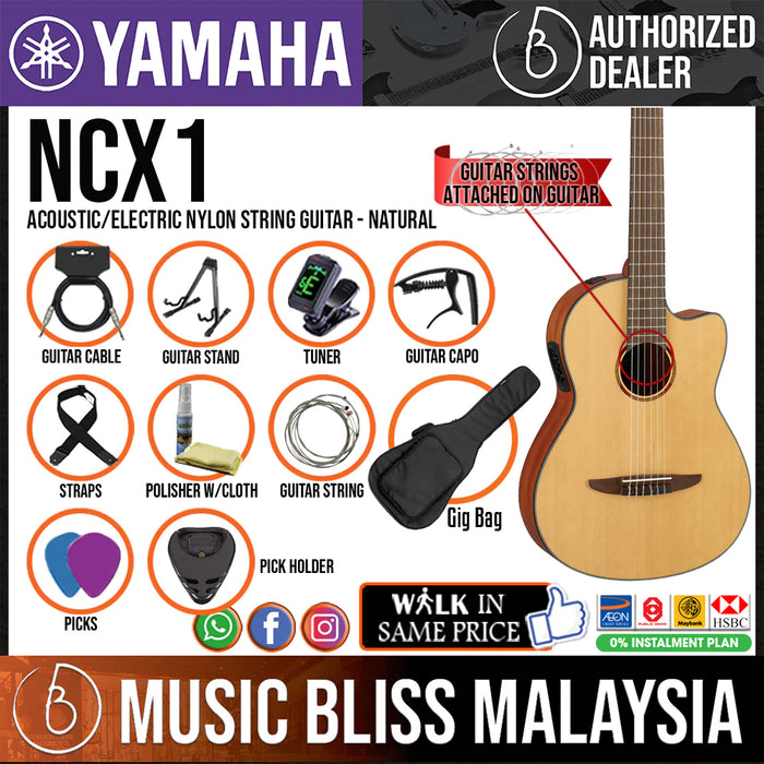 Yamaha NCX1 Acoustic/Electric Nylon String Guitar with Pickup (NCX-1) | Music Bliss Malaysia