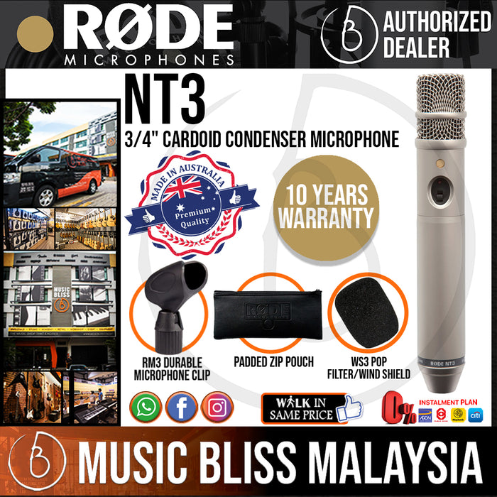 Rode NT3 Medium-diaphragm Condenser Microphone (NT-3) 10 Years Warranty ...