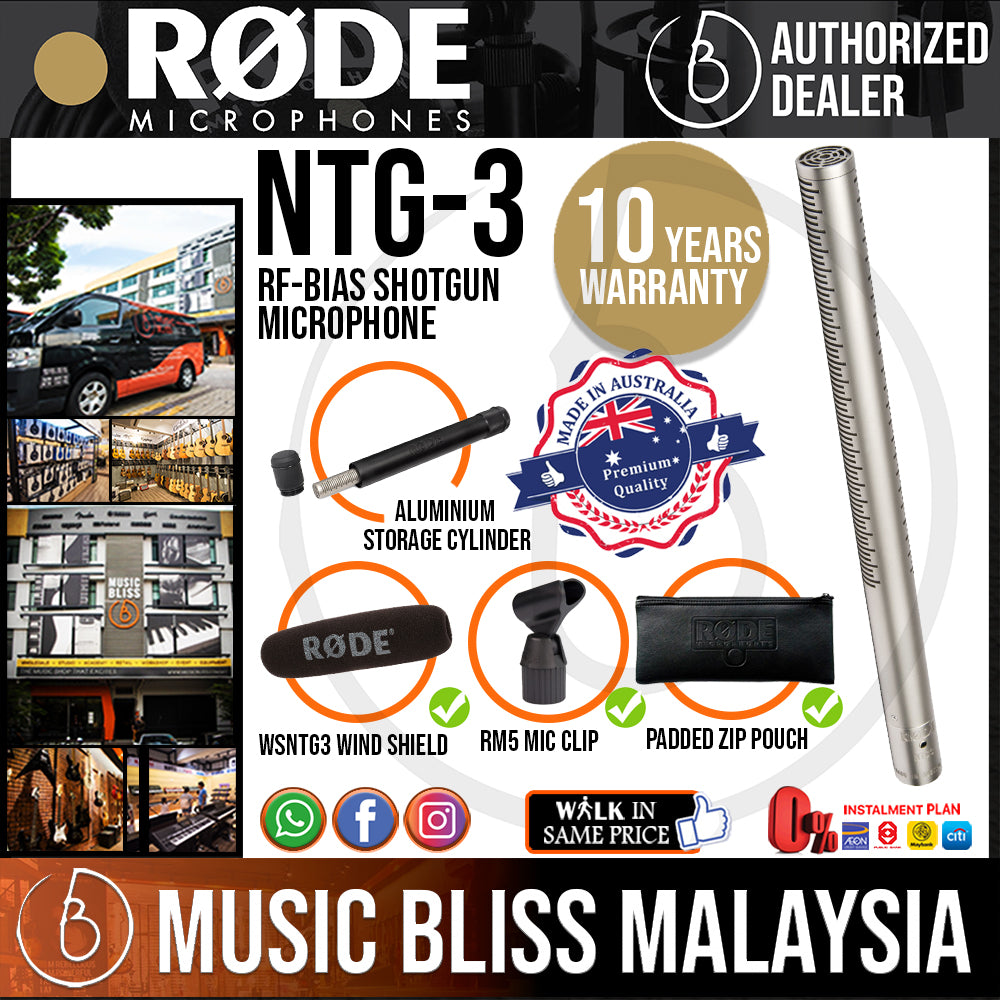 Rode NTG-3 Shotgun Condenser Microphone | Music Bliss Malaysia