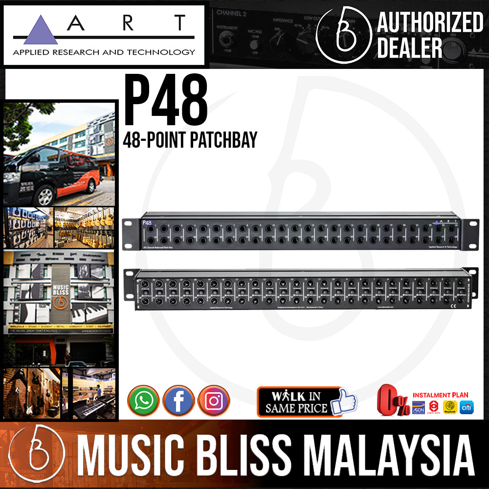 ART P48 48-point Patchbay with 1/4" TRS Jacks and Normal/Half-normal ...