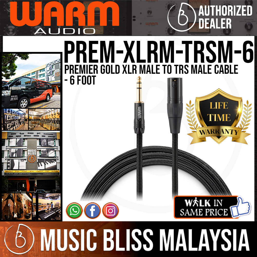 Warm Audio Premier Gold XLR Male to TRS Male Cable - 6-foot (Prem-XLRm ...