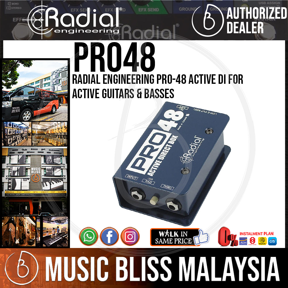 Radial Engineering Pro-48 Active DI for Active Guitars & Basses (Pro 48 ...