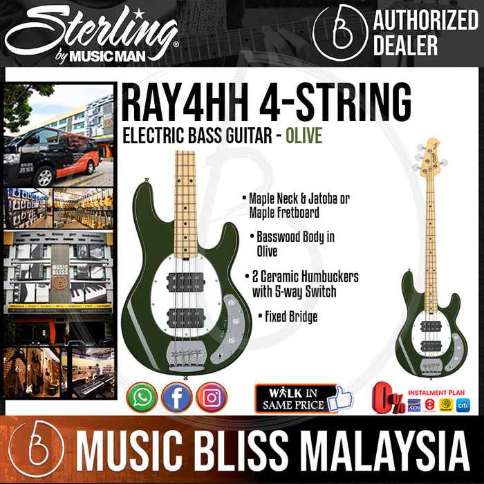 Sterling By Music Man StingRay RAY4HH Electric Bass Guitar - Olive ...