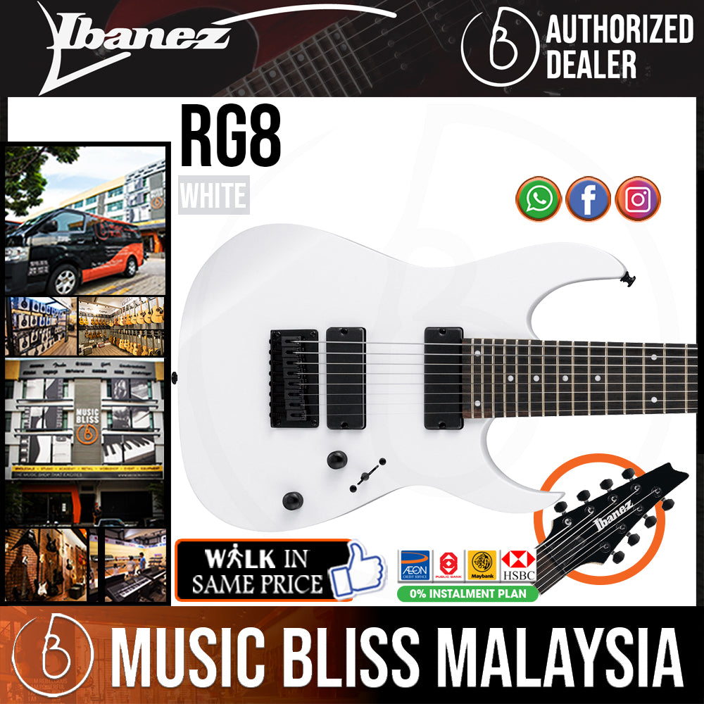 Ibanez RG Standard RG8 8-string Electric Guitar - White | Music Bliss ...