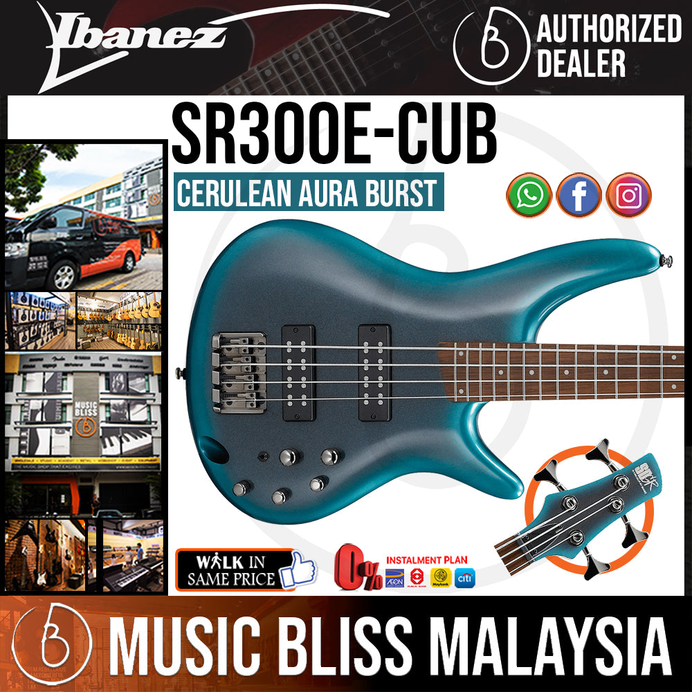 Ibanez Standard SR300E Electric Bass Guitar - Cerulean Aura Burst ...