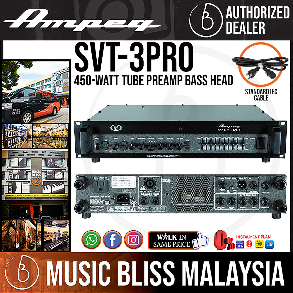 Ampeg SVT-3PRO 450-Watt Tube Preamp Bass Head (SVT3PRO) | Music Bliss ...