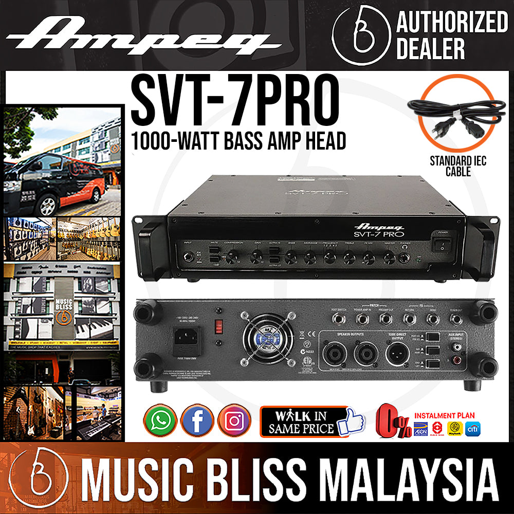 Ampeg SVT-7PRO 1000-Watt Tube Preamp Bass Head (SVT7PRO) | Music Bliss ...