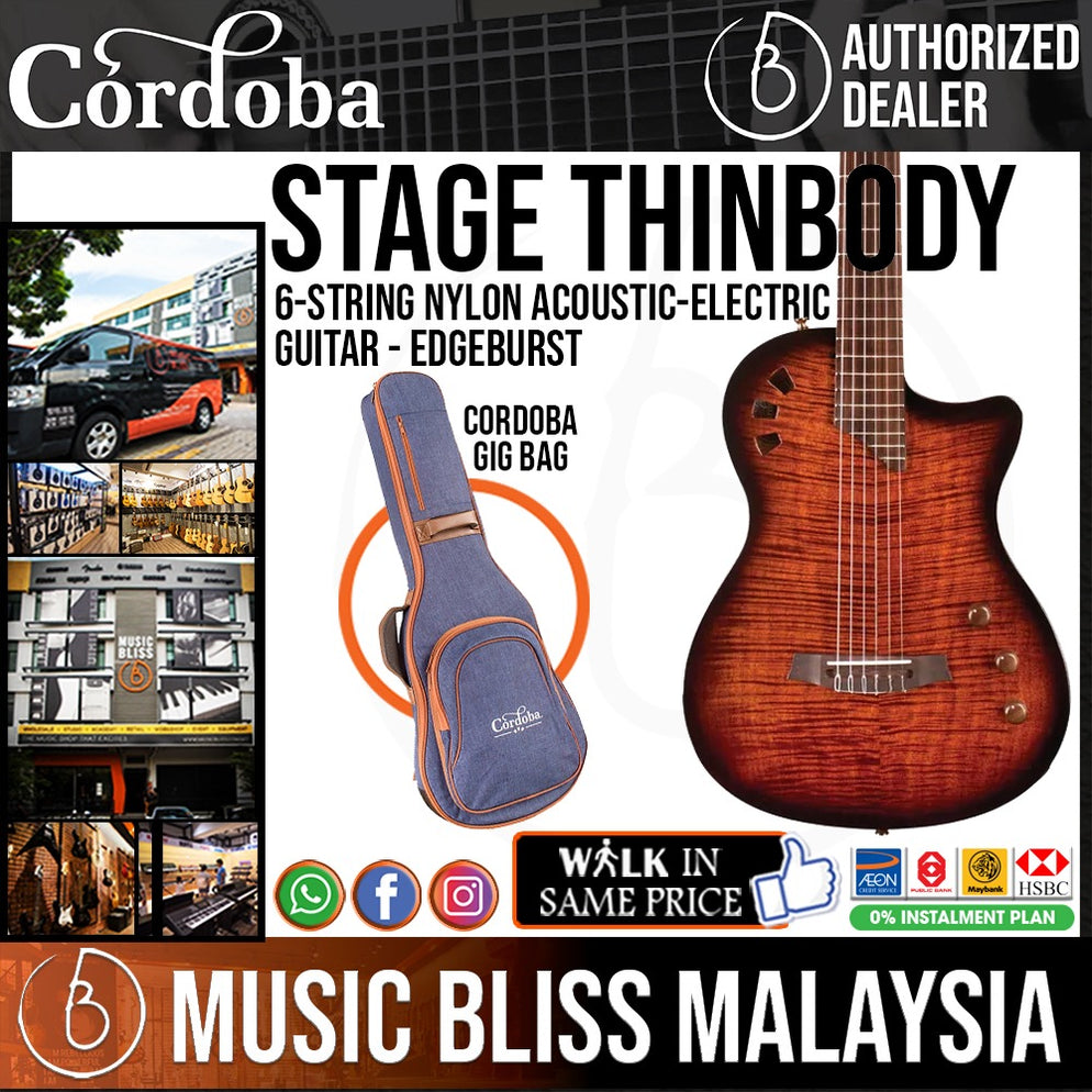 Cordoba Stage Thinbody Nylon Acoustic-electric Guitar - Edgeburst ...
