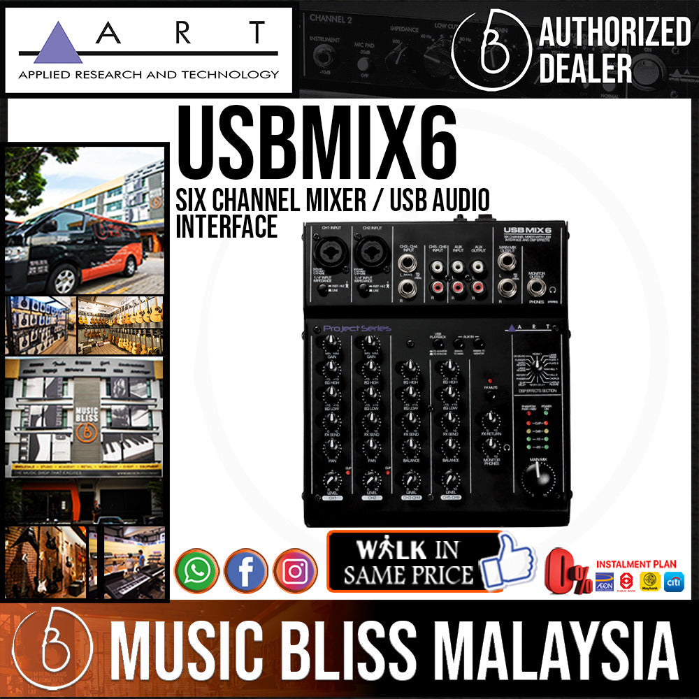 ART USBMix6 Mixer with USB (USB Mix6) | Music Bliss Malaysia