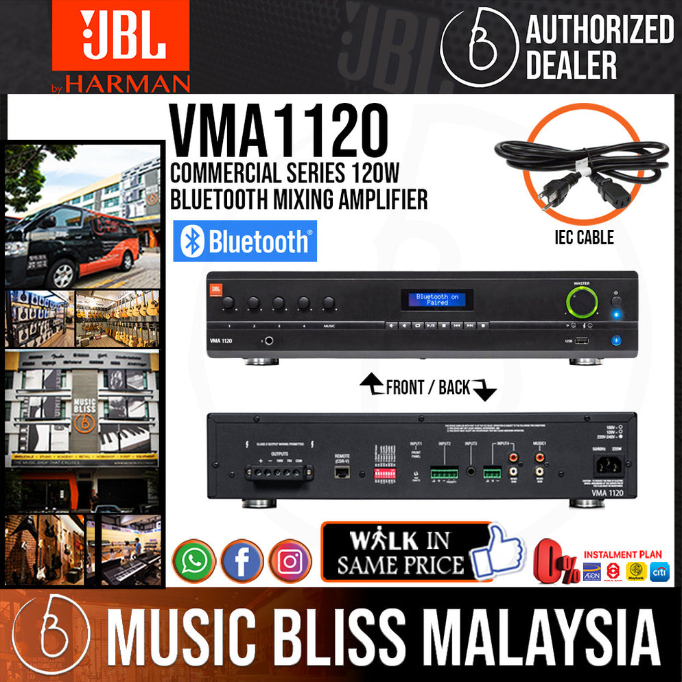 JBL VMA1120 Commercial Series 120W Bluetooth-Enabled Mixer/Amplifier ...