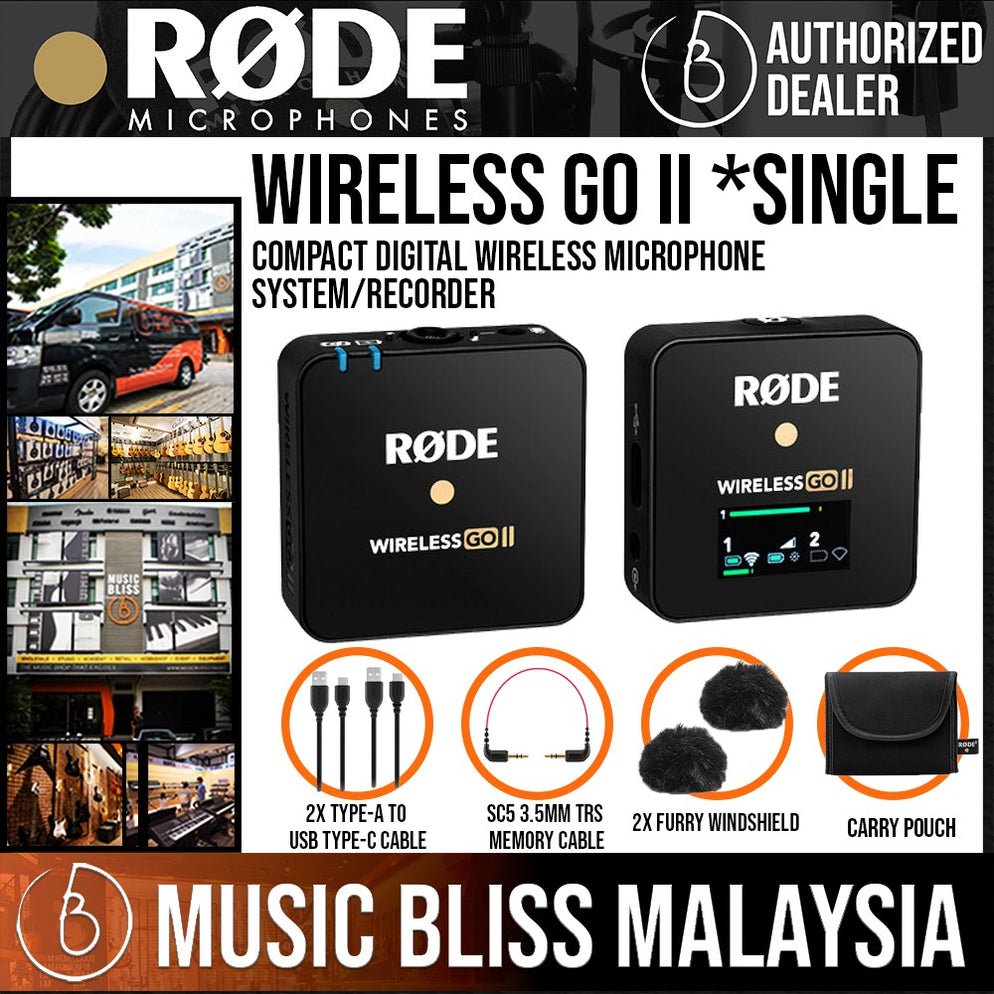 Rode Wireless GO II Single Compact Digital Wireless Microphone System/Recorder (2.4 GHz, Black ...