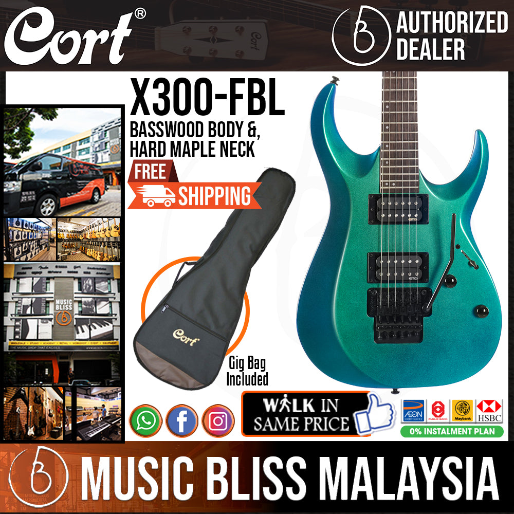 Cort X Series X300 Electric Guitar with Bag - Flip Blue | Music Bliss ...