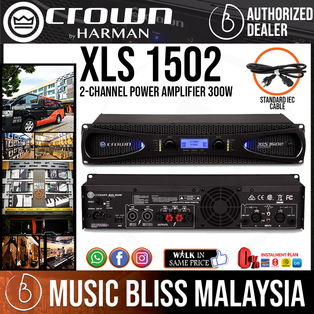 Crown XLS 1502 2-channel Power Amplifier, 300W @ 8Ω (XLS1502) | Music ...