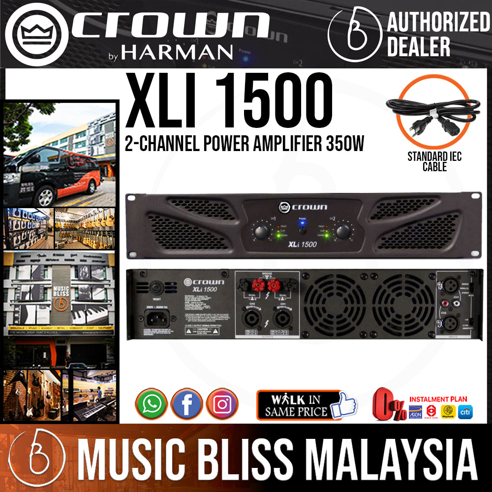 Crown XLi 1500 2-channel Power Amplifier, 350W @ 8Ω (XLi1500) | Music ...