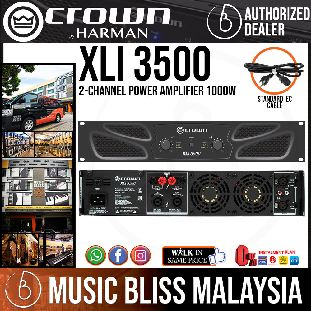 Crown XLi 3500 2-channel Power Amplifier, 1000W @ 8Ω (XLi3500) | Music ...